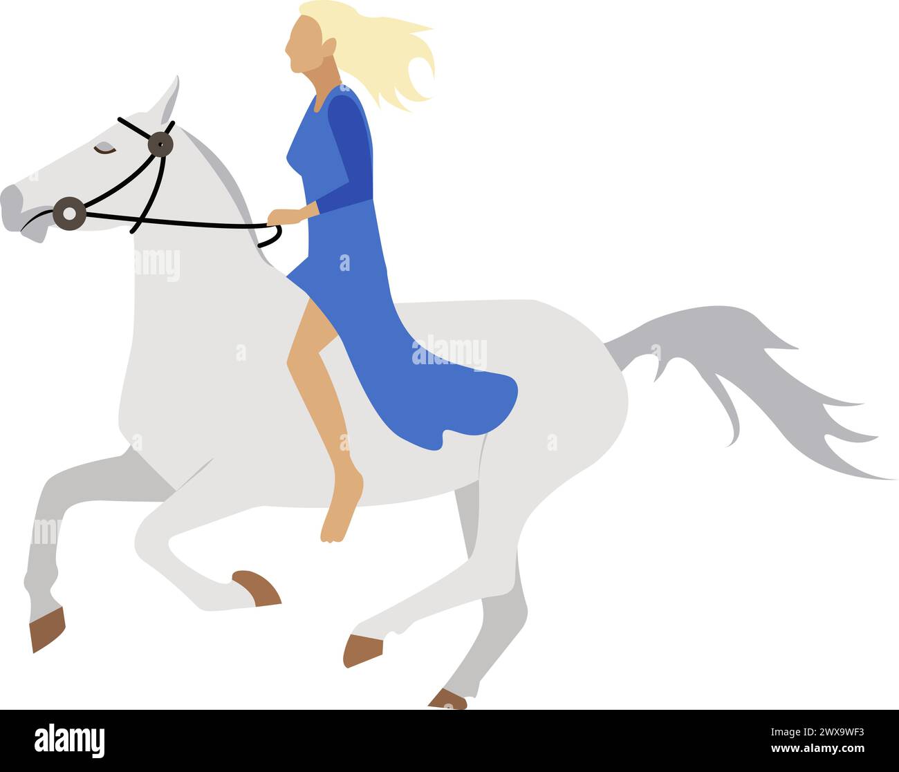 Beautiful woman riding horse vector icon isolated on white Stock Vector ...