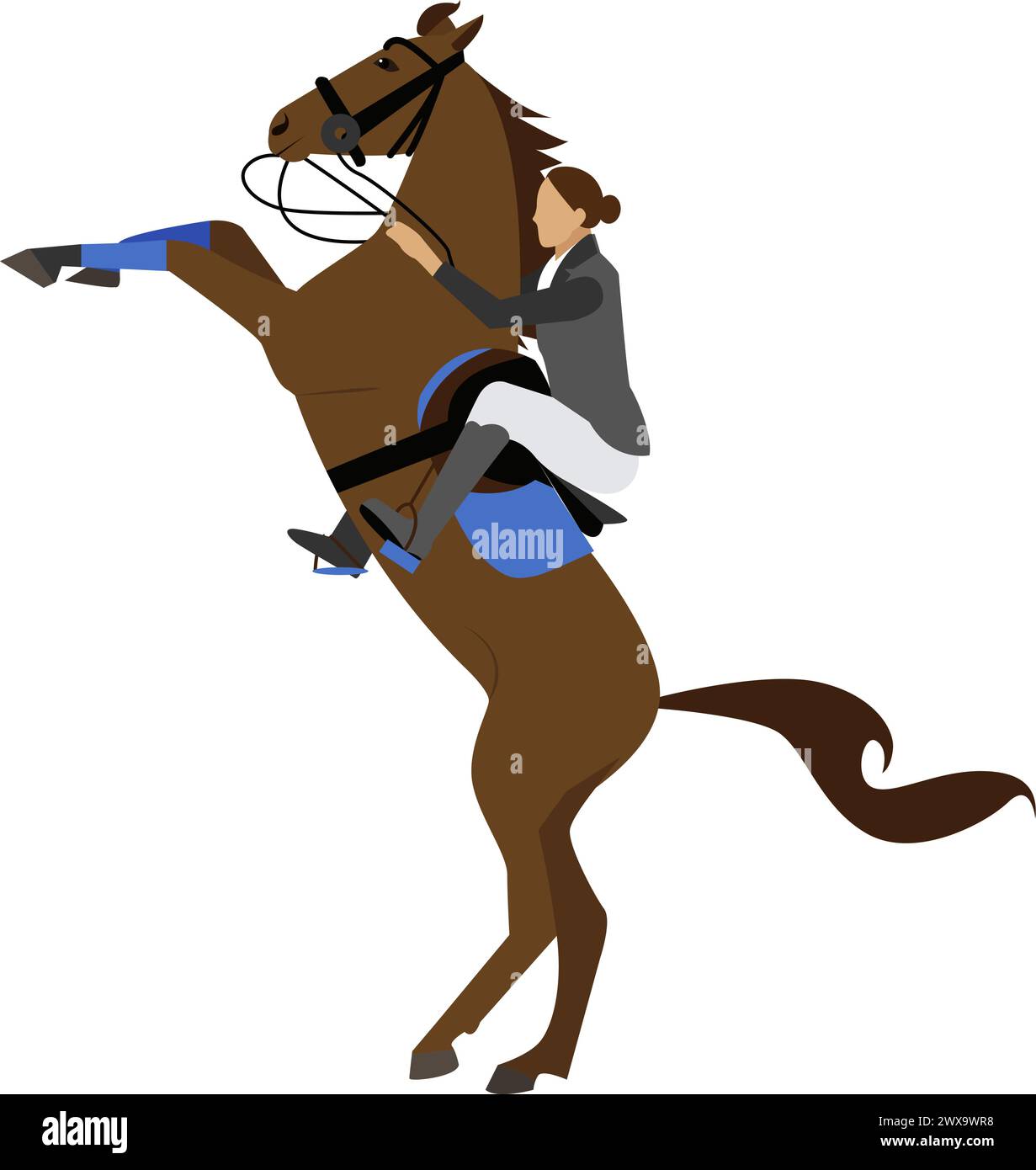 Woman riding horse paddock Stock Vector Images - Alamy