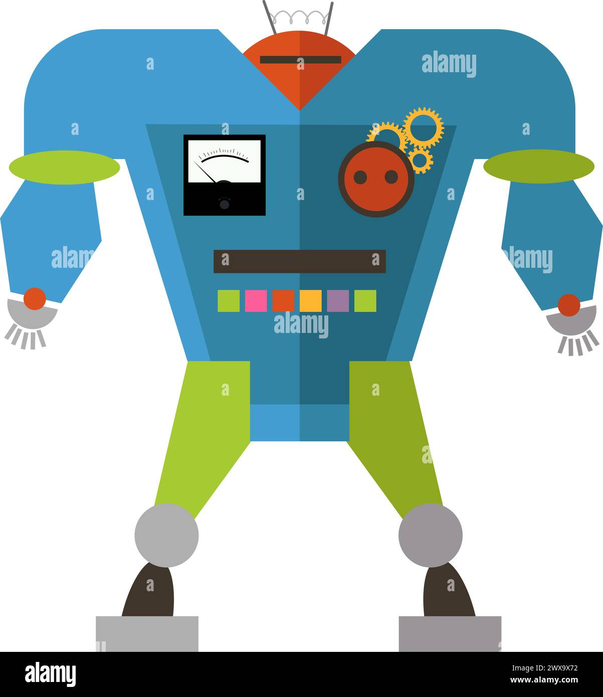 Robot futuristic mechanism vector icon isolated on white Stock Vector ...