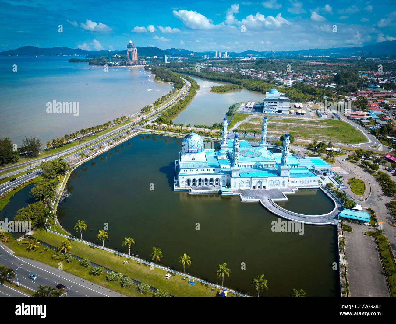 An aerial view of an urban area with a prominent mosque Stock Photo - Alamy