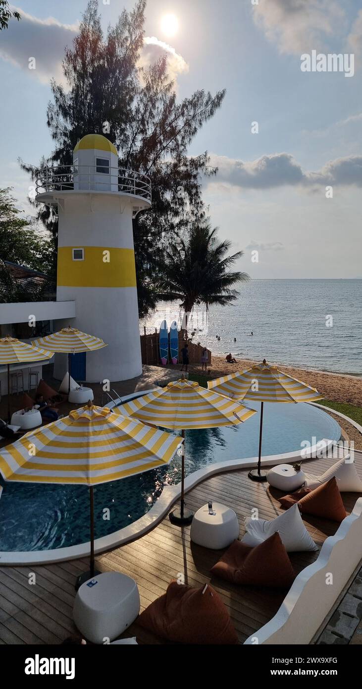 Bangsaray Pattaya Thailand 28 February 2024, Lounge chairs and ...