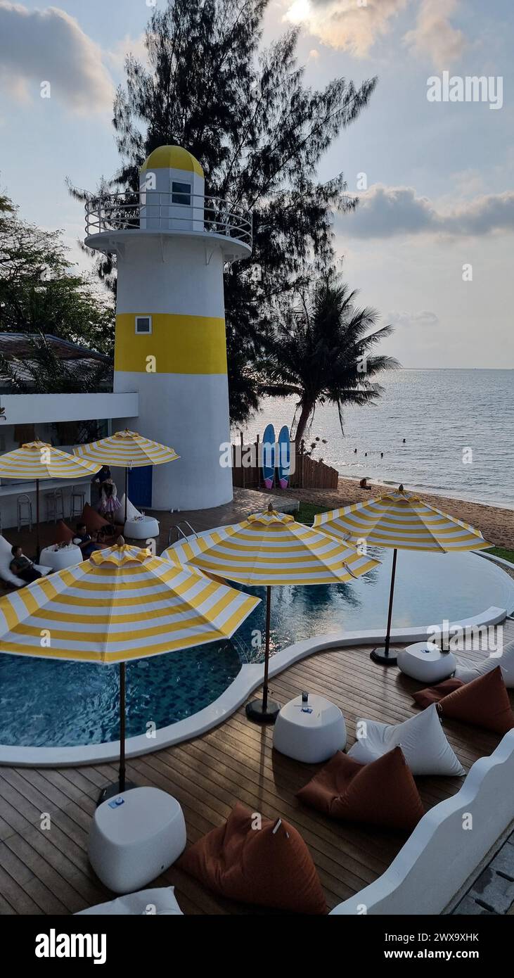 Bangsaray Pattaya Thailand 28 February 2024, Relax by the pool with ...
