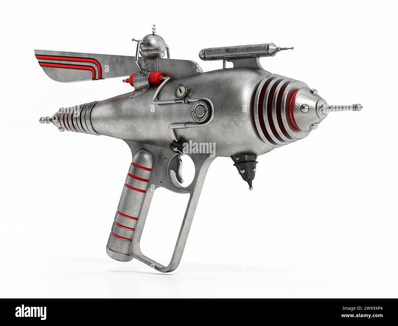 Retro ray gun isolated on white background. 3D illustration Stock Photo ...