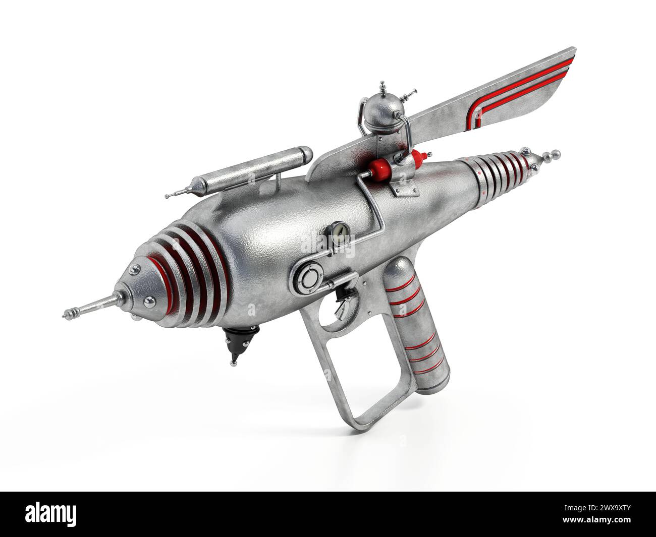 Retro ray gun isolated on white background. 3D illustration Stock Photo ...