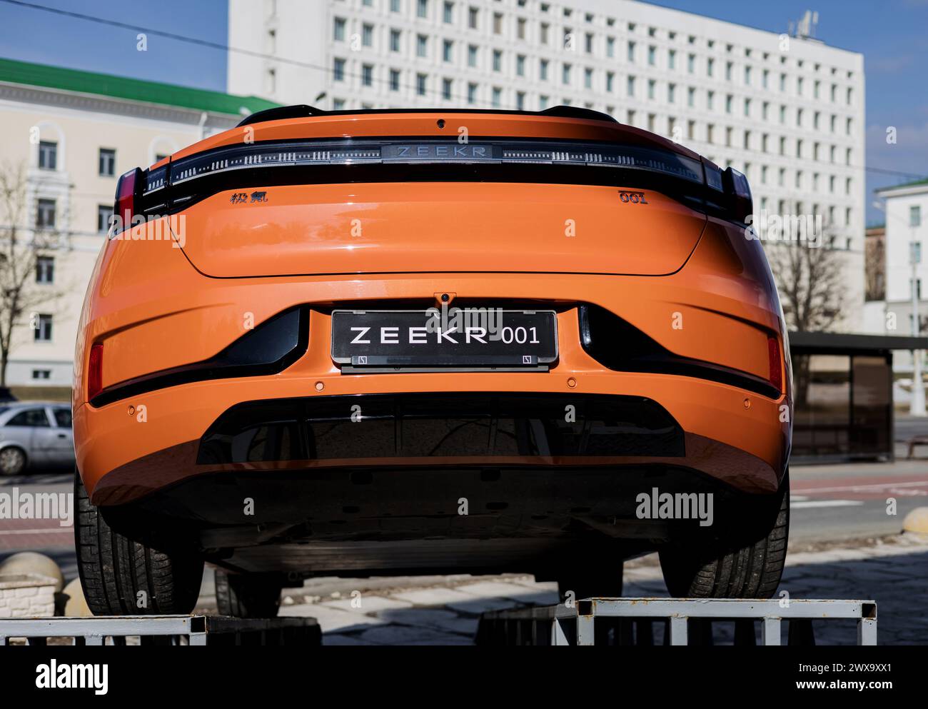 Minsk, Belarus, March 29, 2024 - Orange Zeekr 001 parked on dealership ...