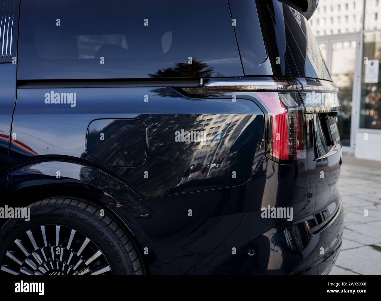 Minsk, Belarus, March 29, 2024 - part of black Zeekr 009 electric ...