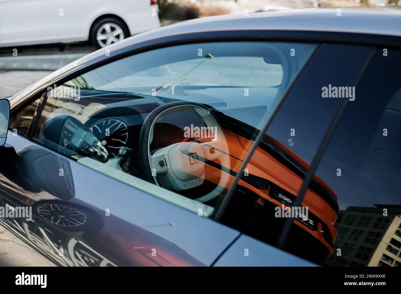 Minsk, Belarus, March 29, 2024 - Zeekr brand logo on steering wheel ...