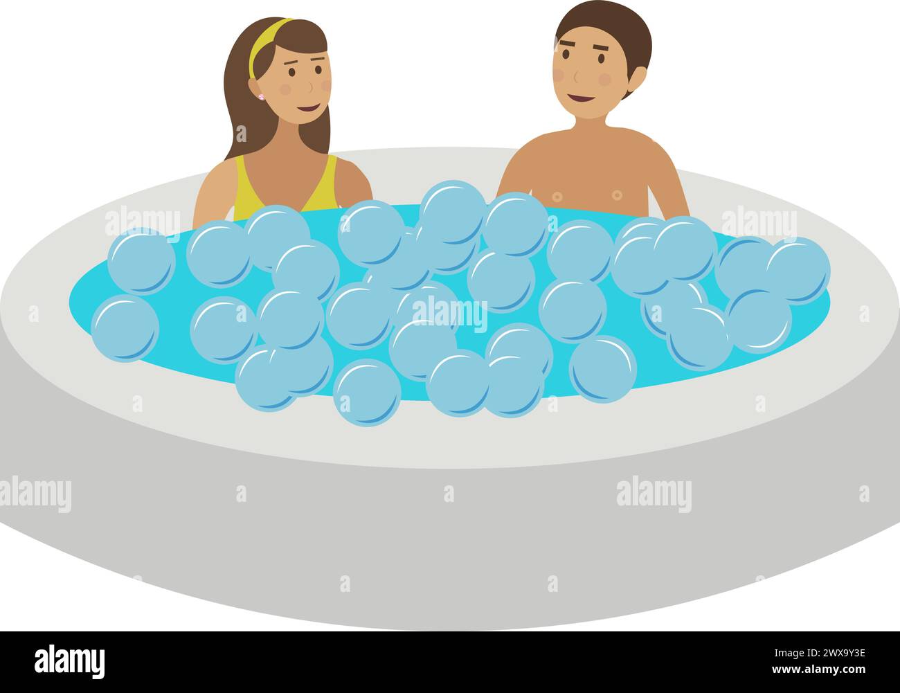 Couple taking jacuzzi bath at spa salon vector icon isolated on white ...