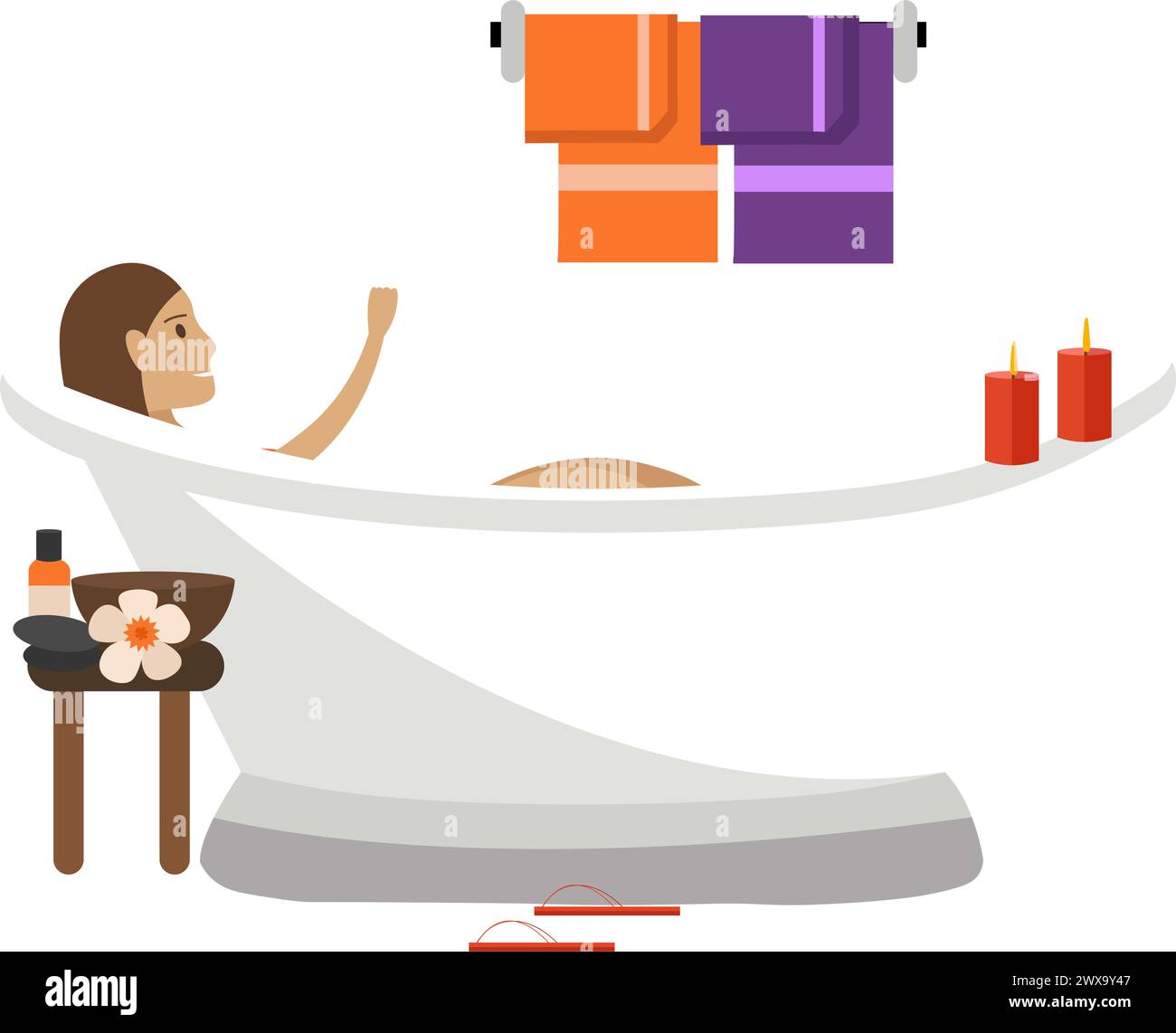 Woman taking bath vector icon isolated on white Stock Vector Image ...