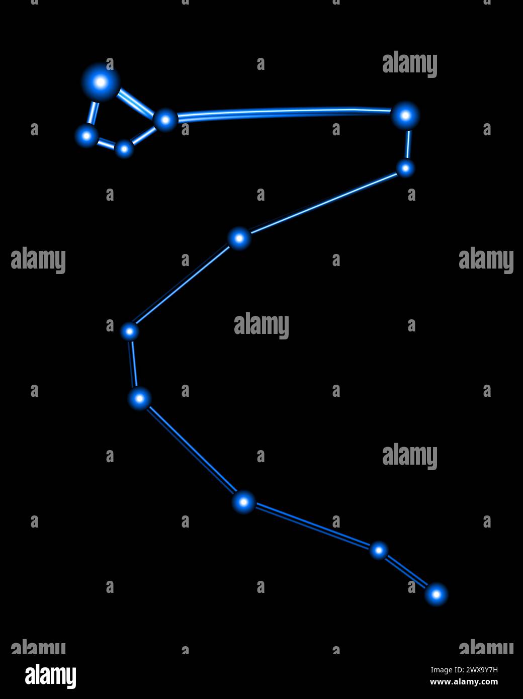 Vector isolated illustration of dragon constellation with neon effect ...