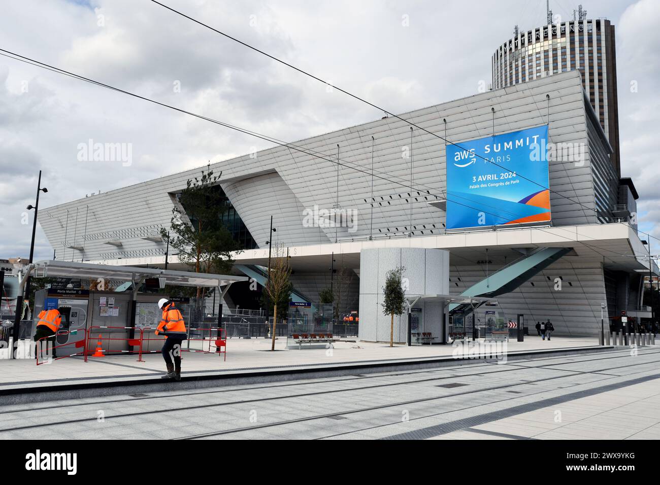 Tramway Line in front of Palais des Congrès, Porte Maillot, Paris ...