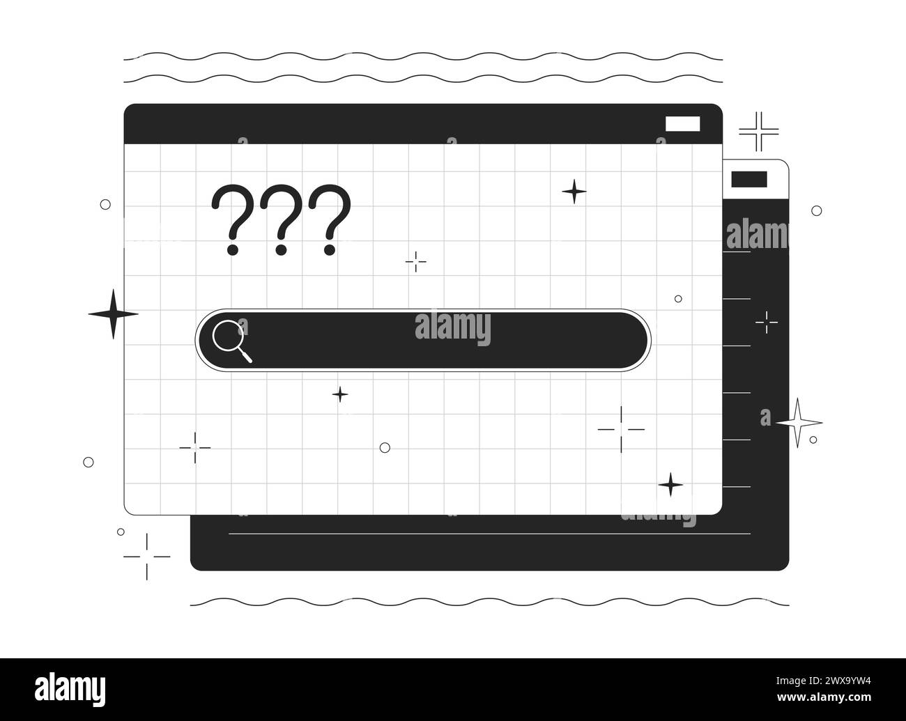 Search box and question marks on website black and white 2D line cartoon object Stock Vector ...