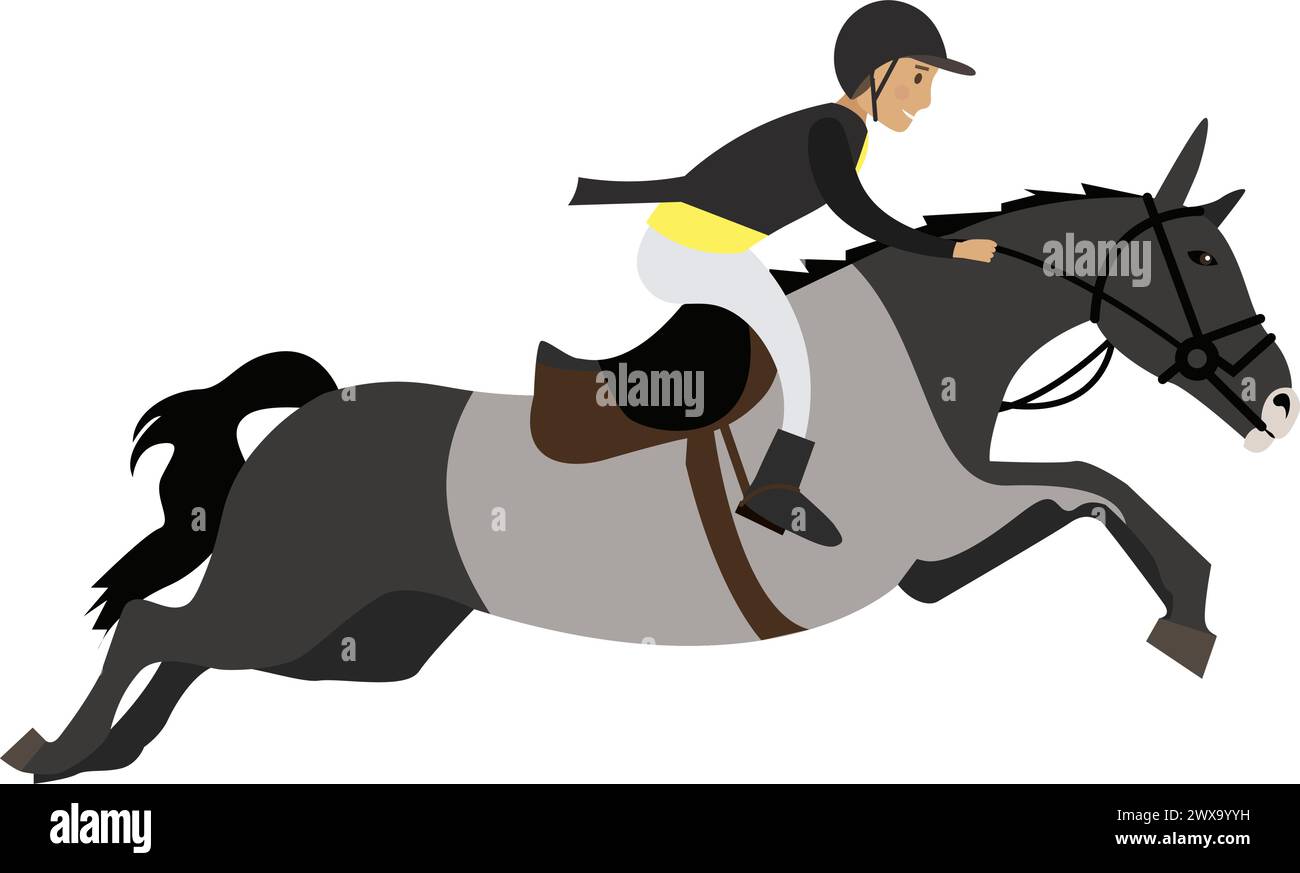Sportsman horse rider galloping vector icon isolated on white Stock ...