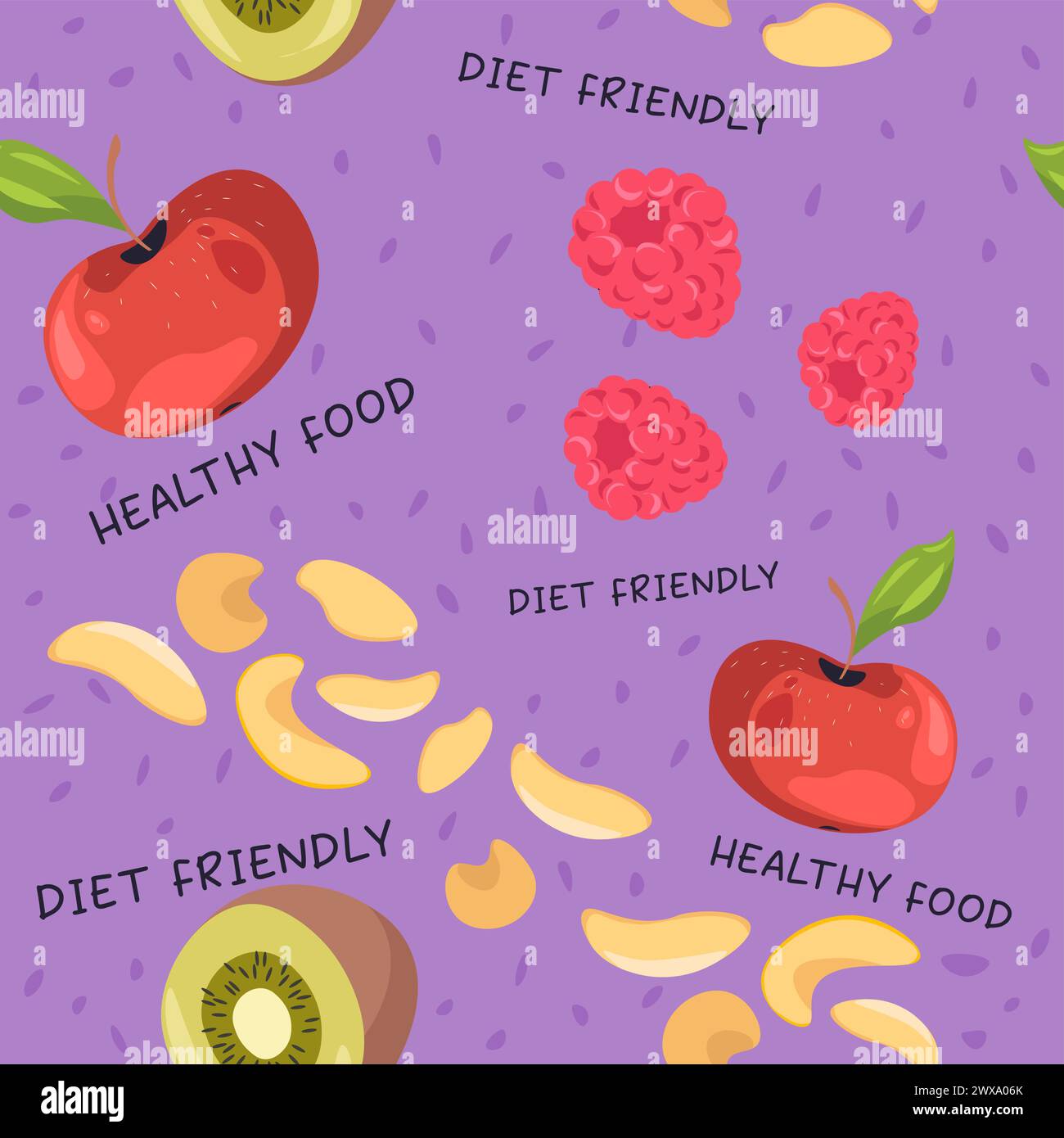 Healthy food and diet friendly products pattern Stock Vector Image ...