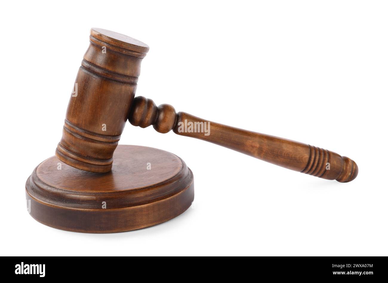 Wooden gavel isolated on white. Small mallet Stock Photo - Alamy