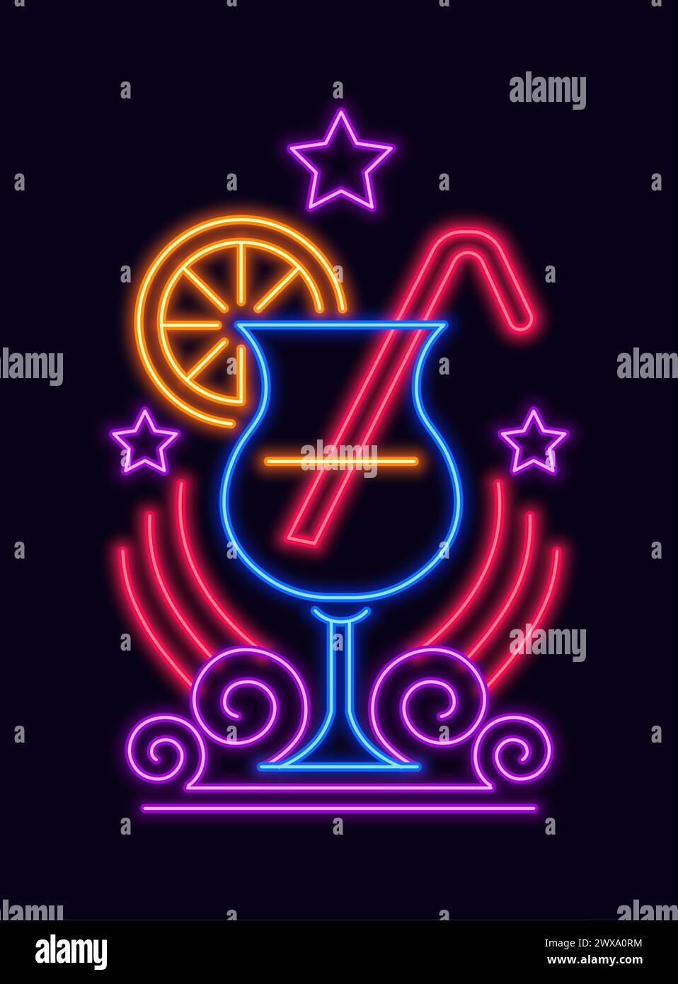 Neon sign for night club with cocktails and drinks Stock Vector Image ...
