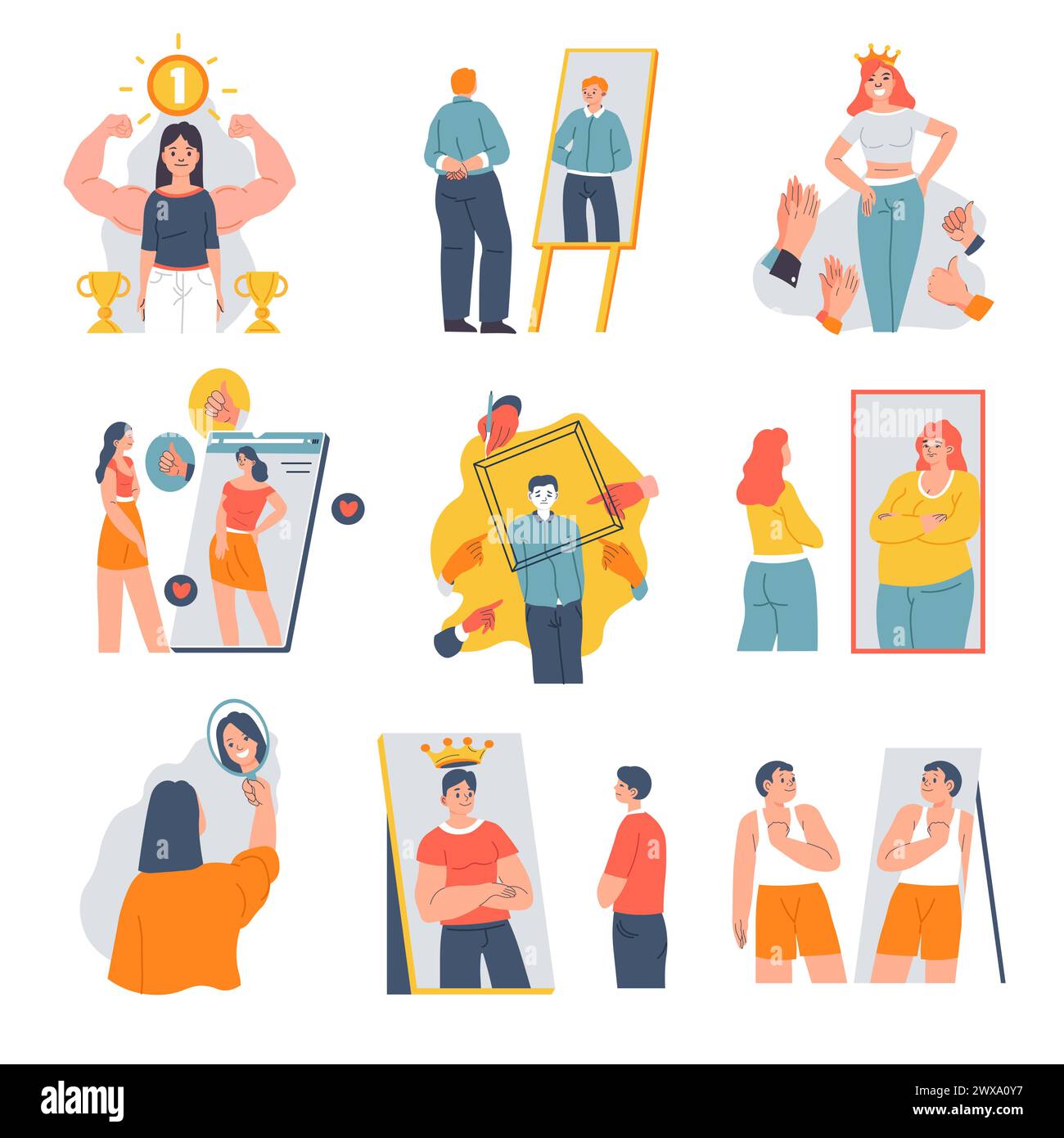 People looking at themselves in mirrors vector Stock Vector Image & Art ...