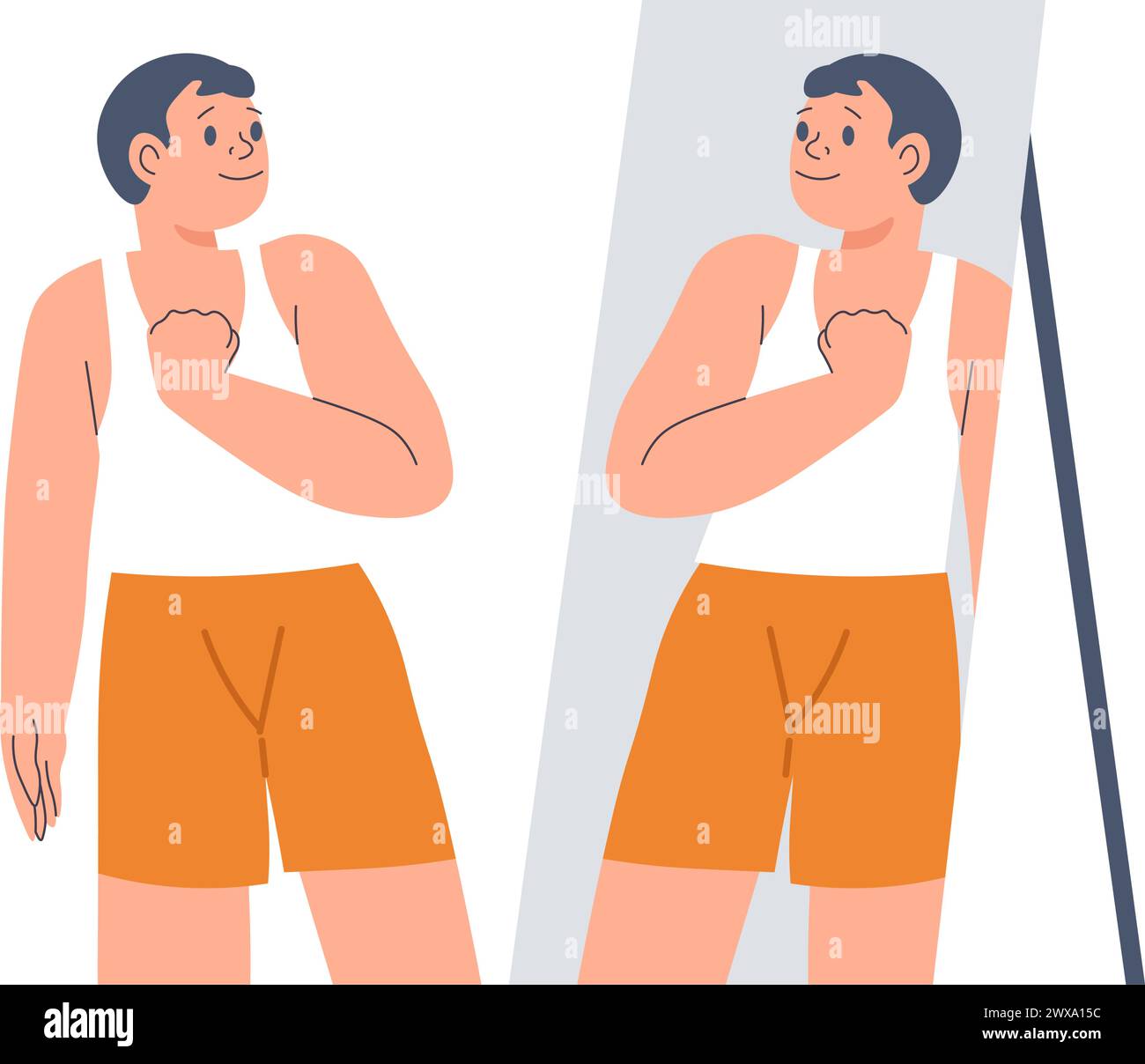 Realistic self esteem of man looking at mirror Stock Vector Image & Art ...