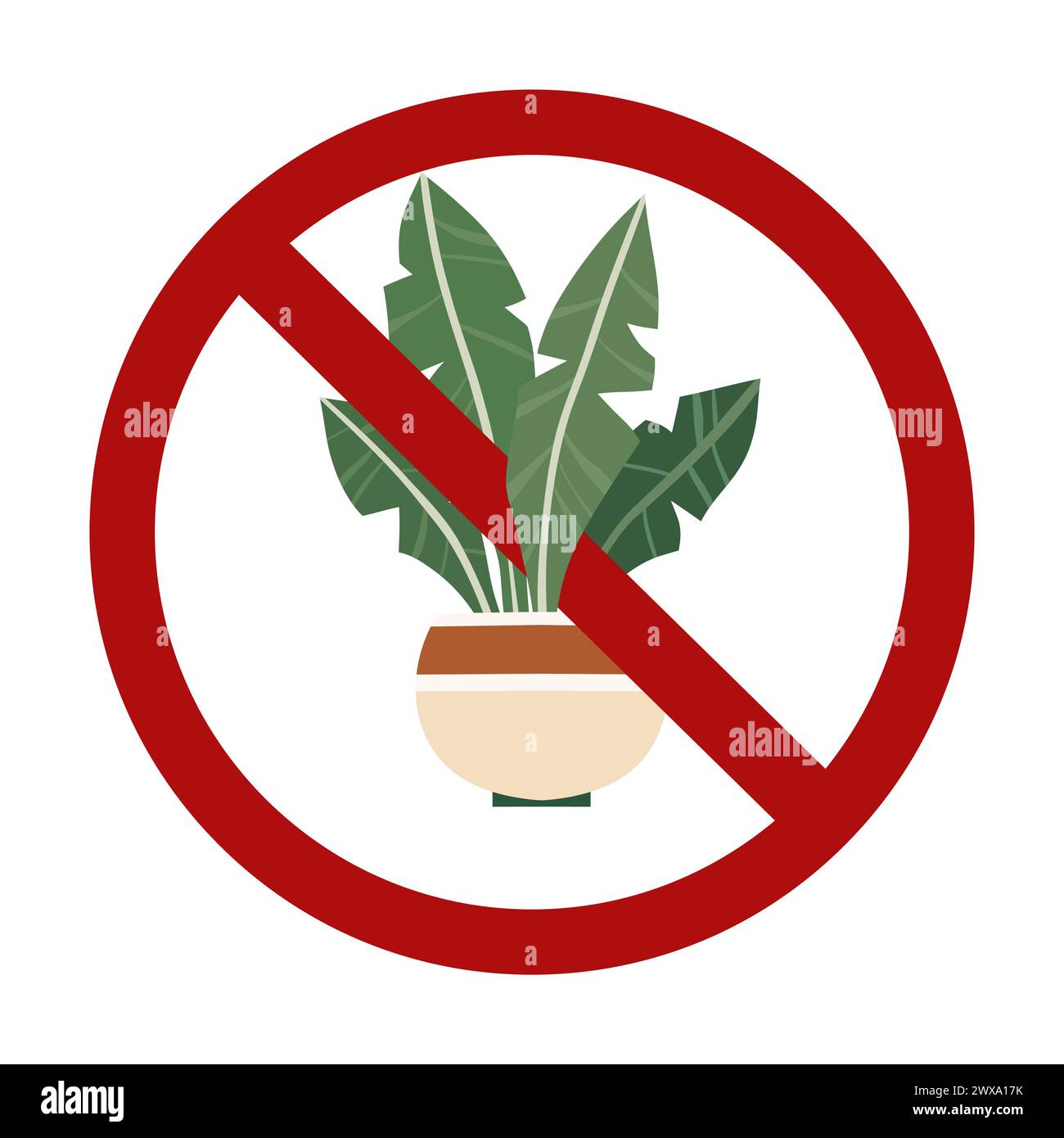 Vector forbidden sign with house plant isolated from background ...