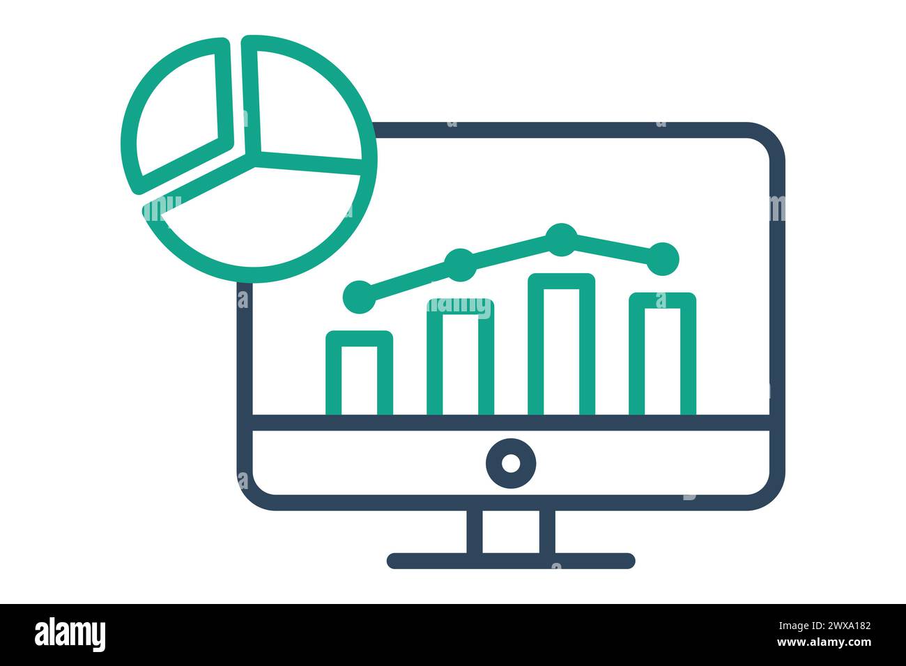 analysis icon. computer with chart. icon related to action plan ...
