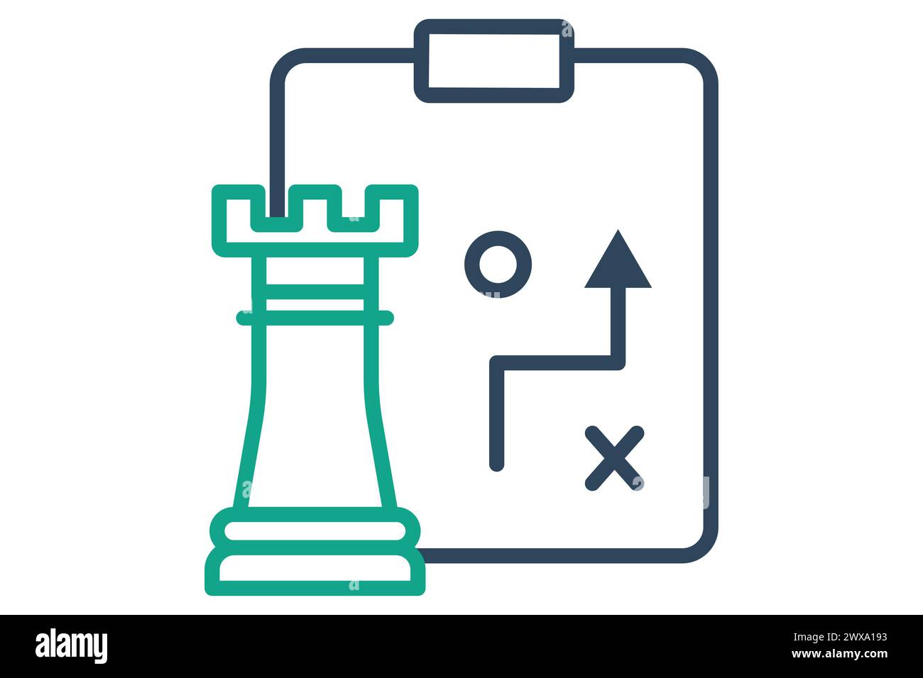 strategy icon. chess rook with strategy board. icon related to action ...