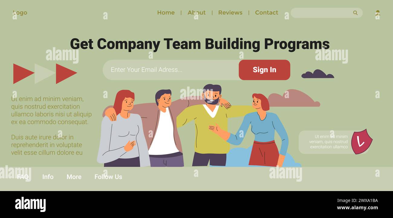Get company team building programs, website page Stock Vector Image ...