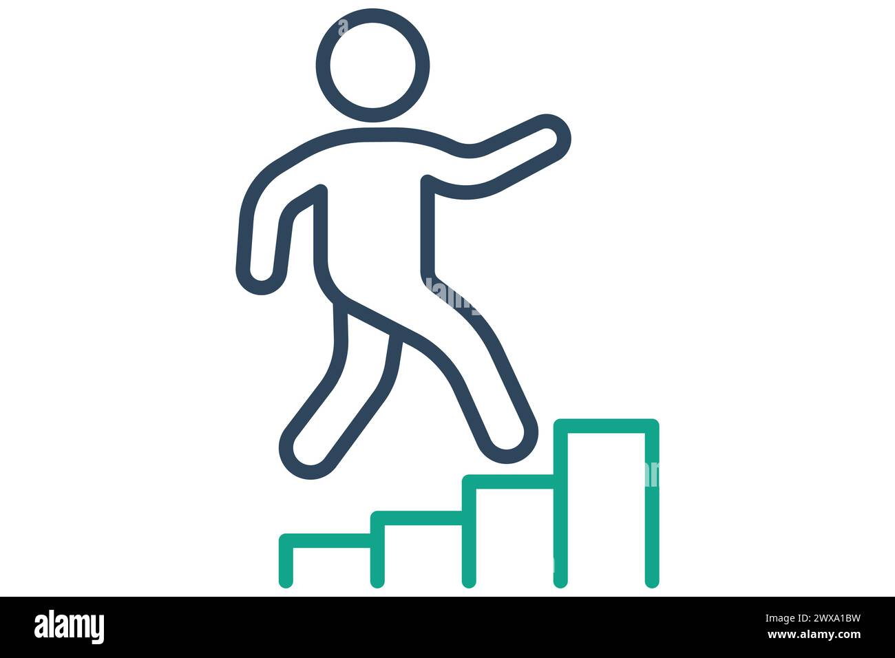 step icon. people climb stair. icon related to action plan, business ...