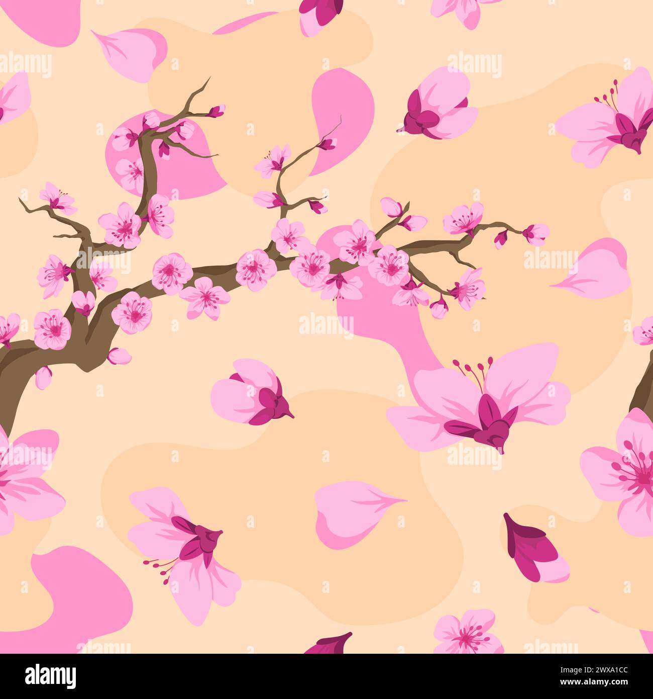 Cherry blossom tree branches and flowers vector Stock Vector Image ...