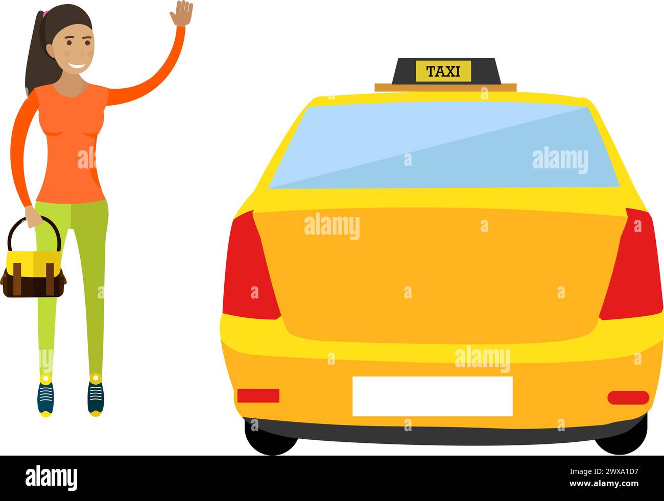 Woman catching taxi vector icon isolated on white Stock Vector Image ...