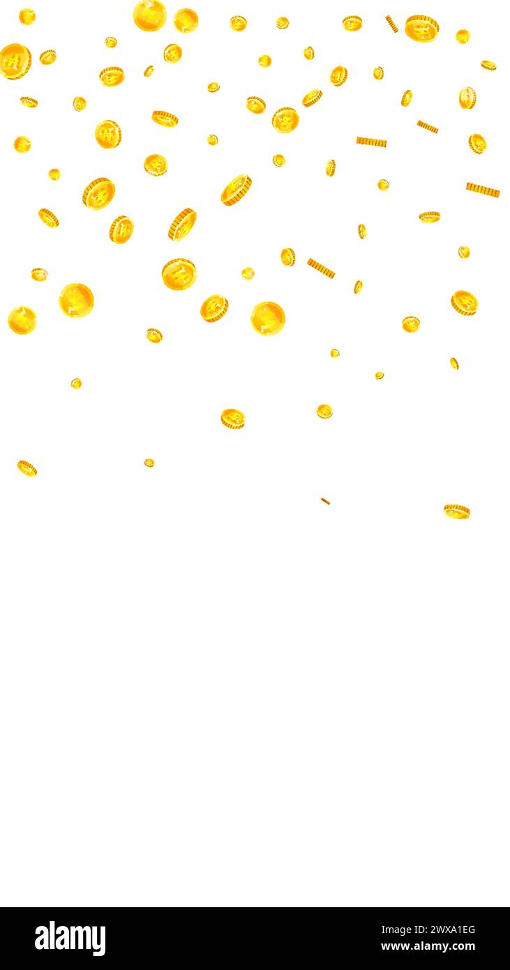 Korean won coins falling. Scattered gold WON coins. Korea money. Global ...
