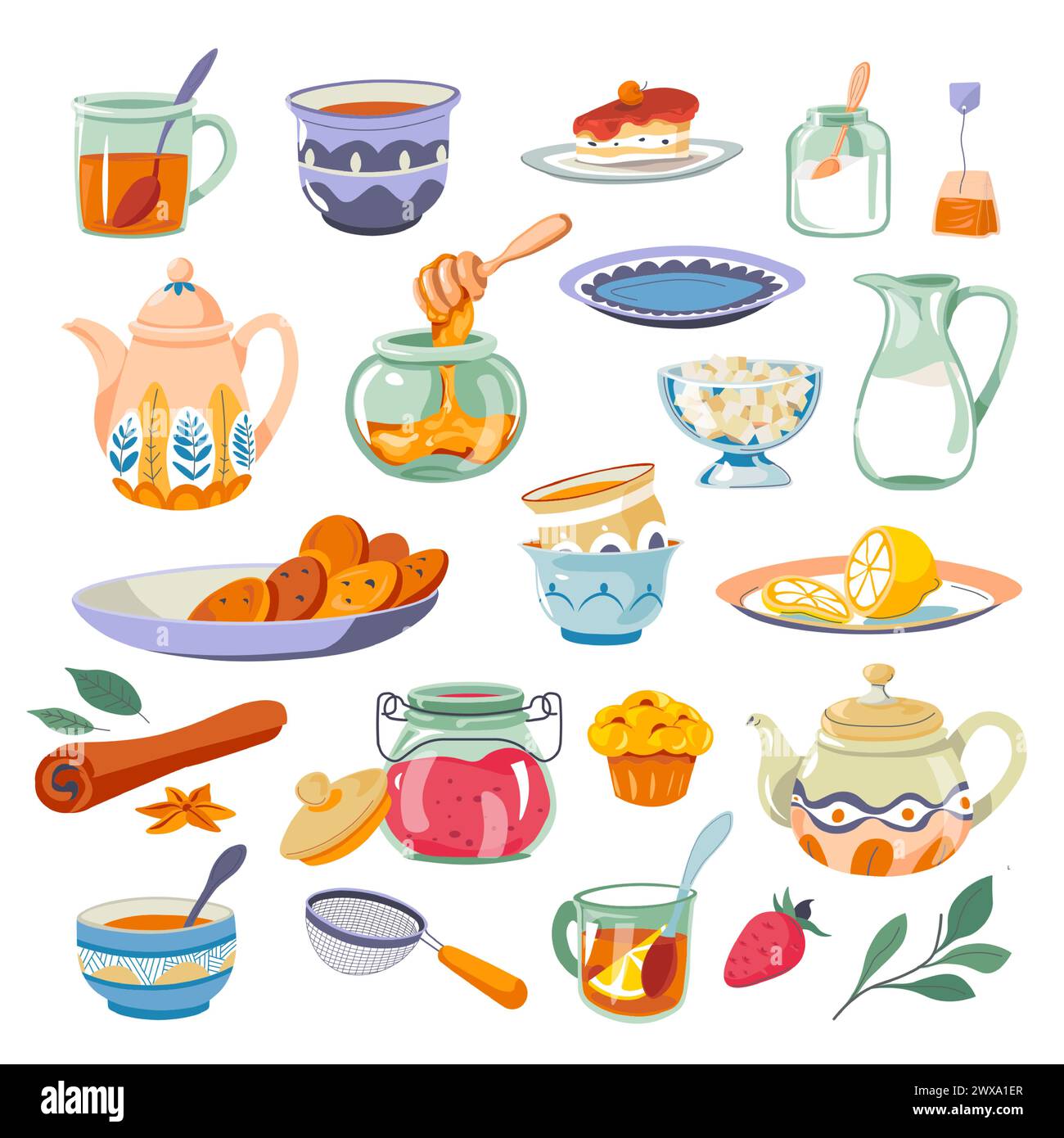 Tea pastry snack Stock Vector Images - Alamy
