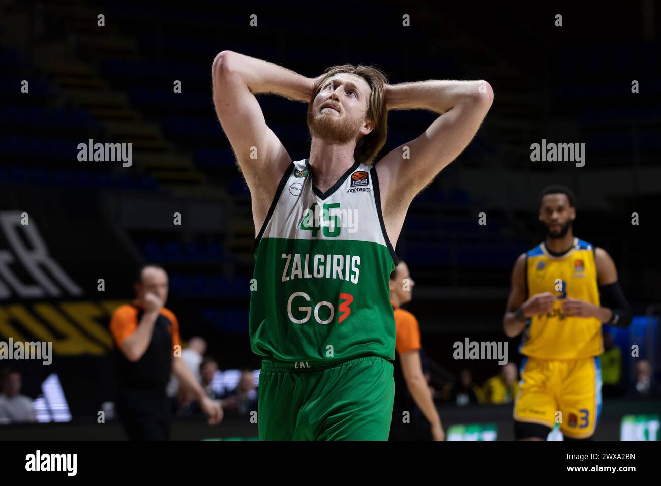 Belgrade, Serbia, 7 March, 2023. Brady Manek of Zalgiris Kaunas reacts ...