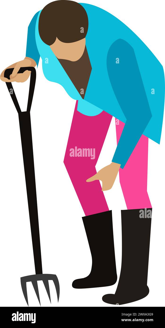 Farmer digging ground vector icon isolated on white Stock Vector Image ...