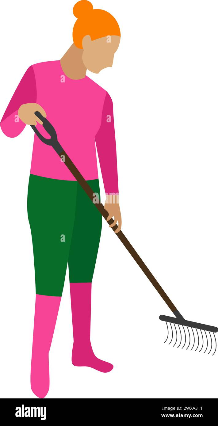 Woman raking Stock Vector Images - Alamy
