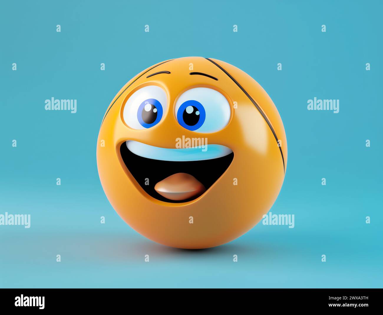 Smilie face basket ball emoji 3d render happy Stock Photo - Alamy