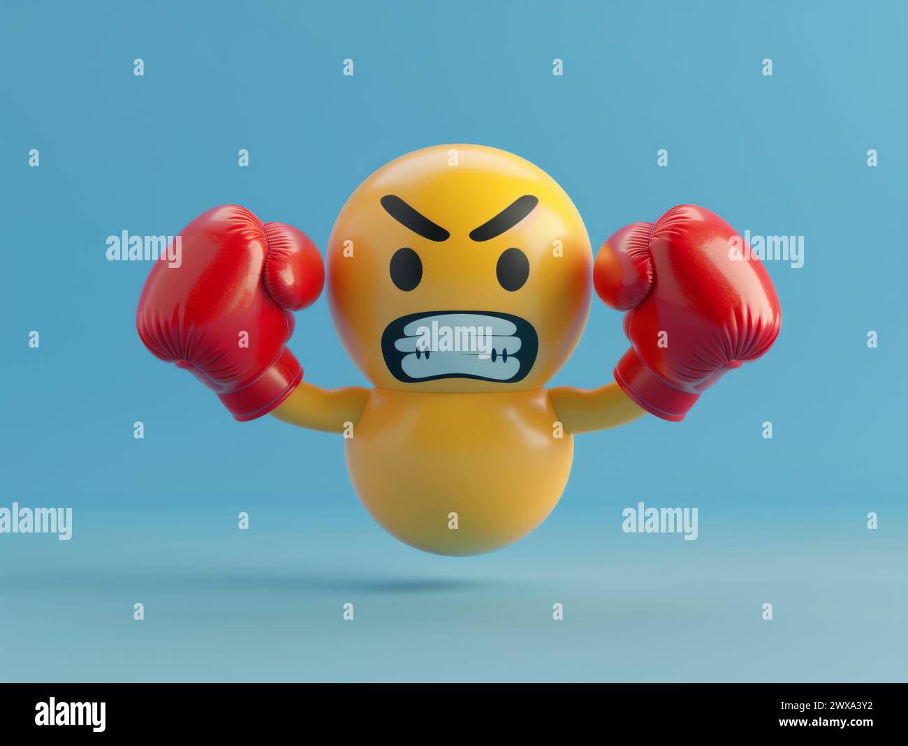 Smilie face angry boxer emoji 3d render happy Stock Photo - Alamy