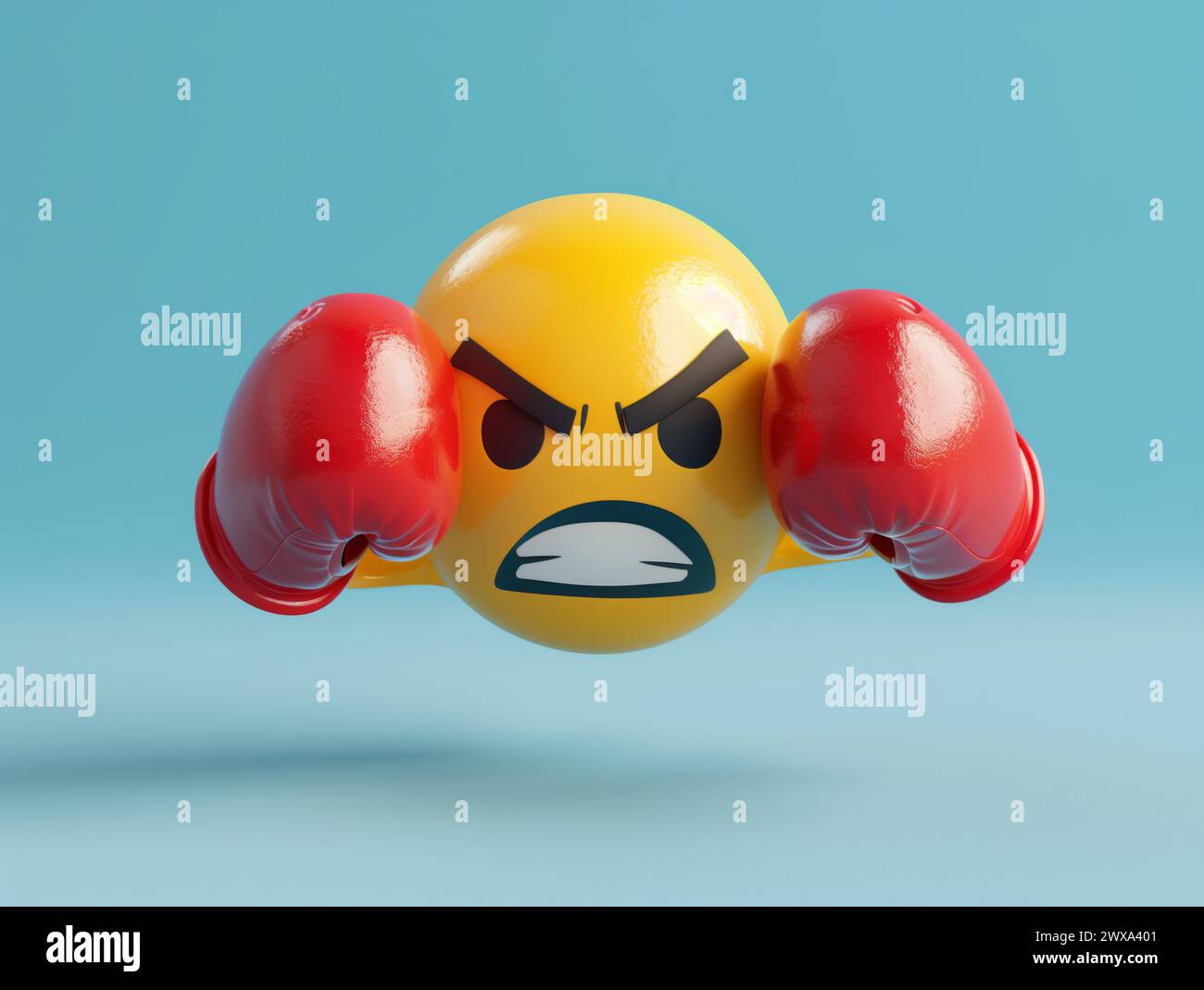 Smilie face angry boxer emoji 3d render happy Stock Photo - Alamy
