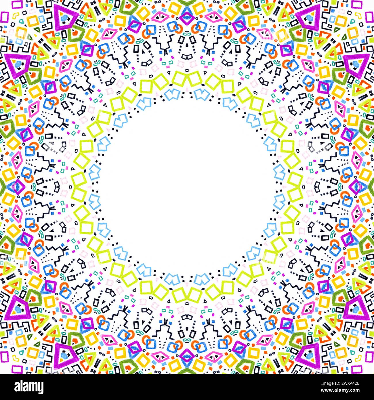 White background with bright colorful abstract pattern frame Stock ...