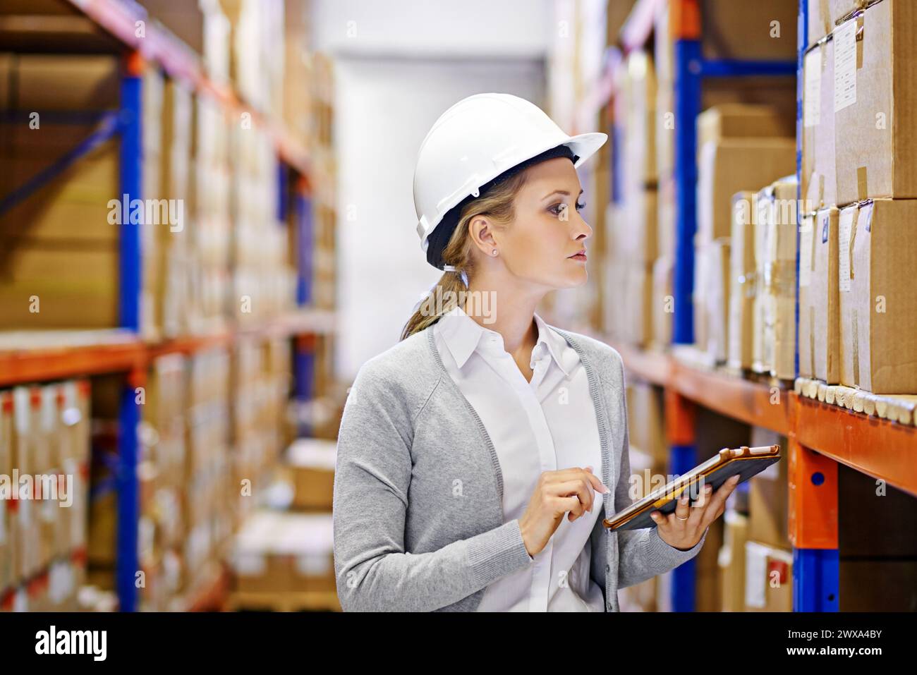 Woman taking inventory in warehouse hi-res stock photography and images ...