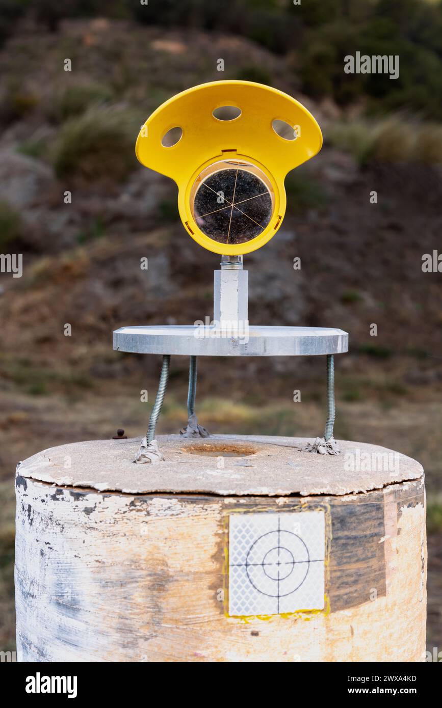 Mini prism for use in surveying on a fixed concrete vertex, monitors ...