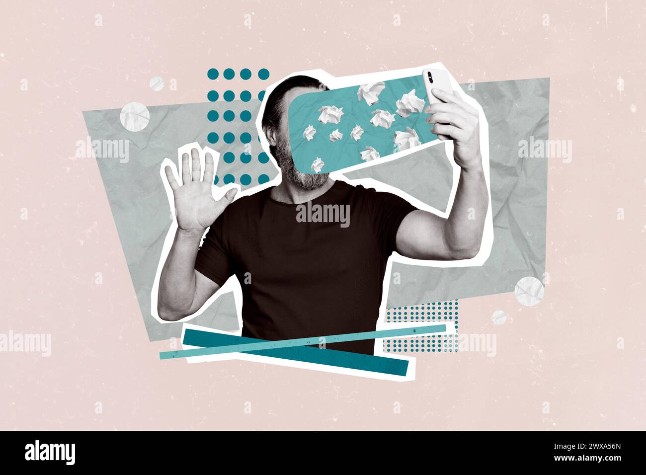 Trend artwork composite sketch image 3D photo collage of black white ...