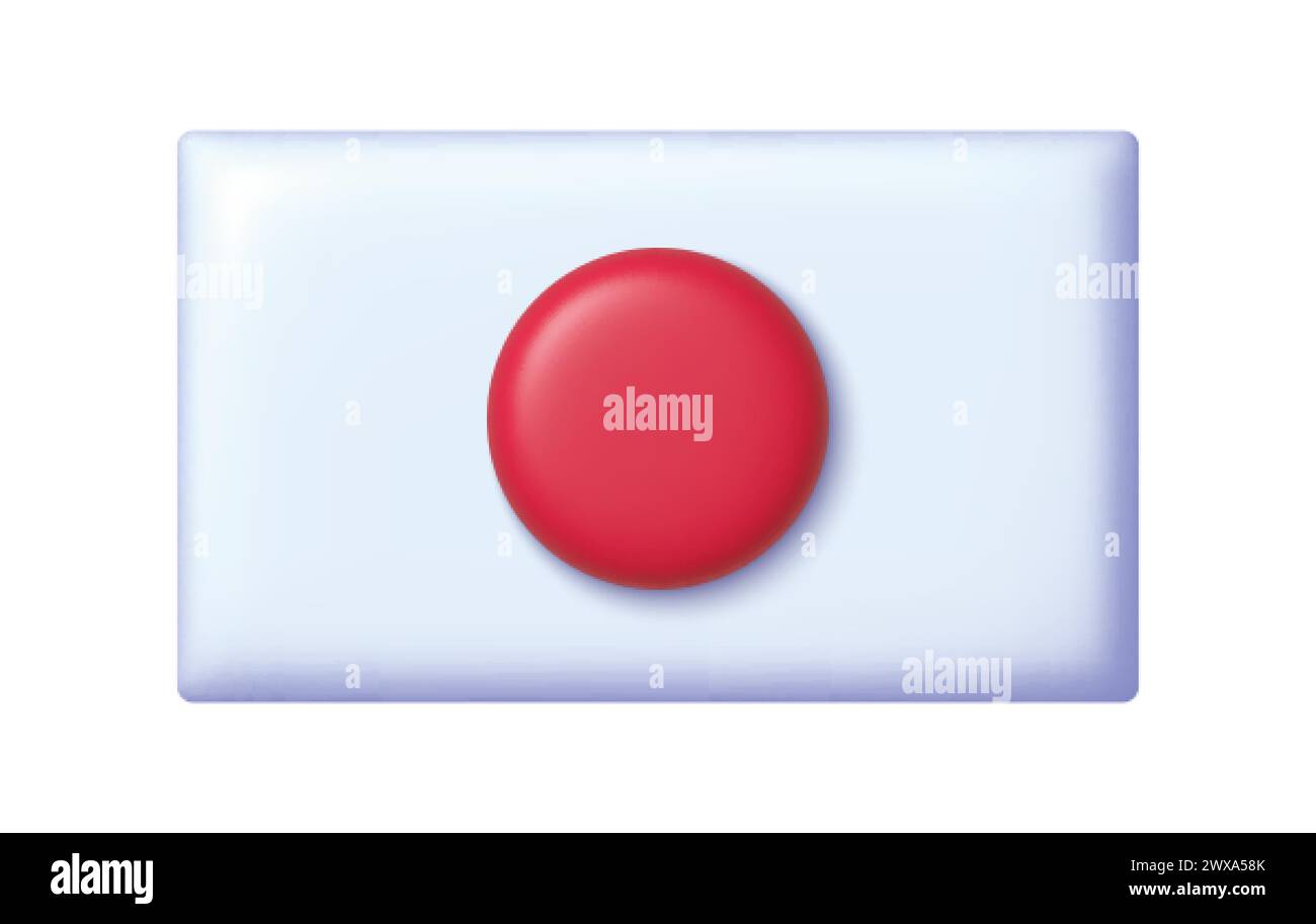 3d Japan flag icon on white background. Banner design. Abstract vector ...