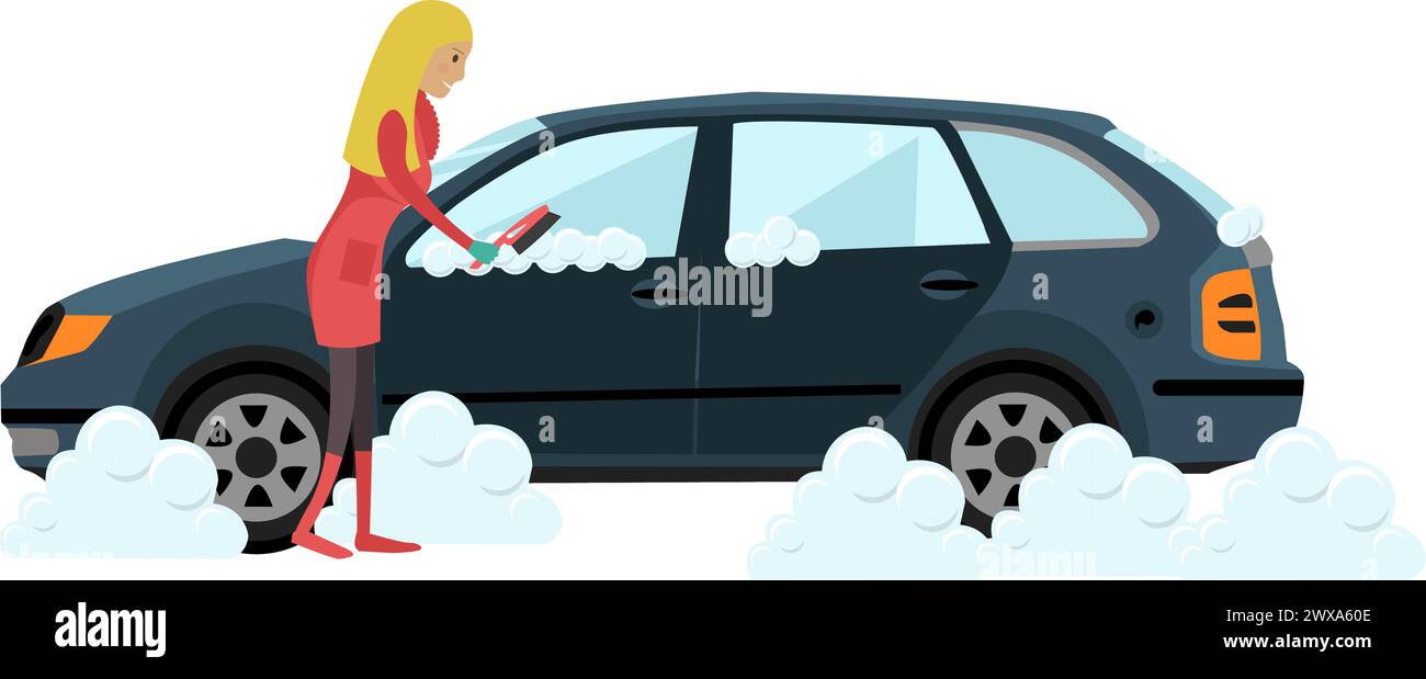 Clearing ice from car Stock Vector Images - Alamy