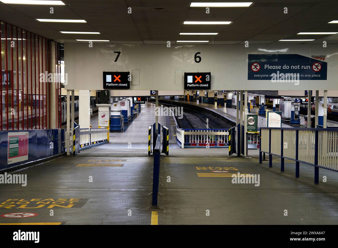 Closed platforms at London's Euston Station, as fewer trains depart ...