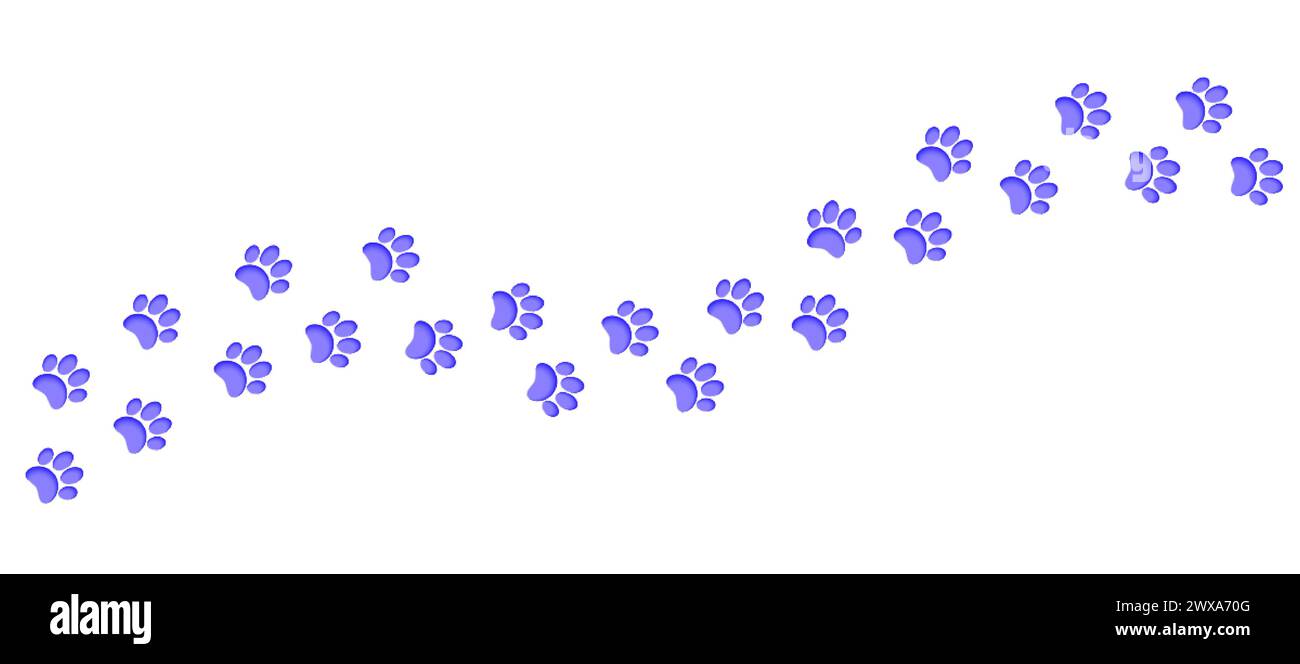 Paw vector foot trail print of cat. Dog, puppy silhouette. Modern art ...