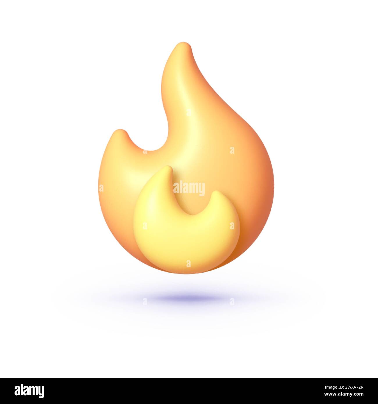 3d fire in cartoon style on white background. Abstract illustration ...
