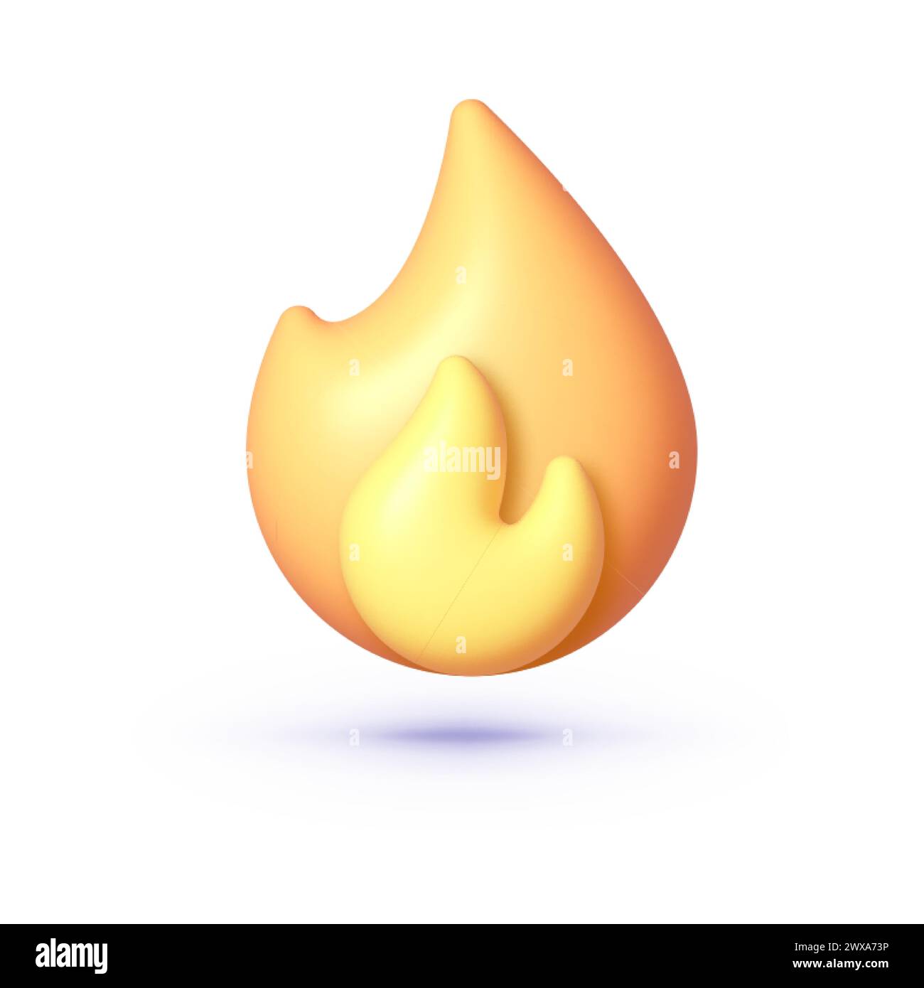 3d fire in cartoon style on white background. Abstract illustration ...