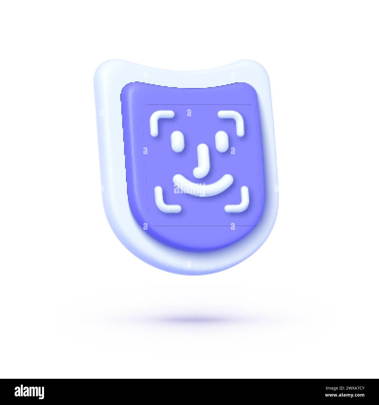 Face id 3d for mobile app design. Digital illustration. 3d vector ...