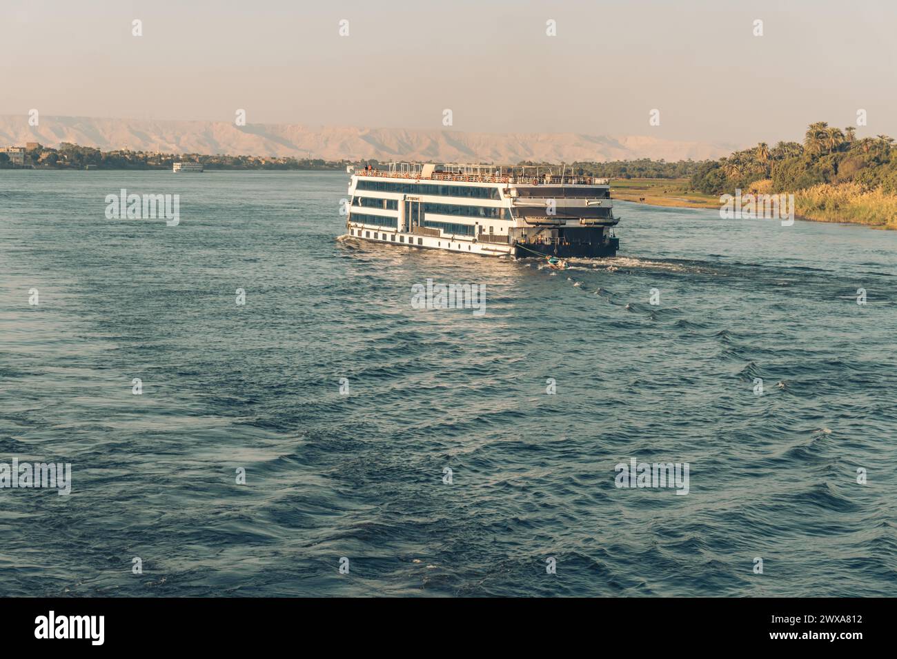 Nile river landscape with tourists tour boats Stock Photo - Alamy