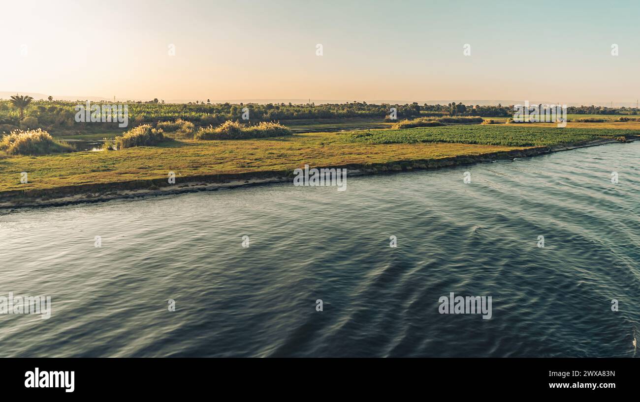 green Nile bank landscape in Egypt Stock Photo - Alamy